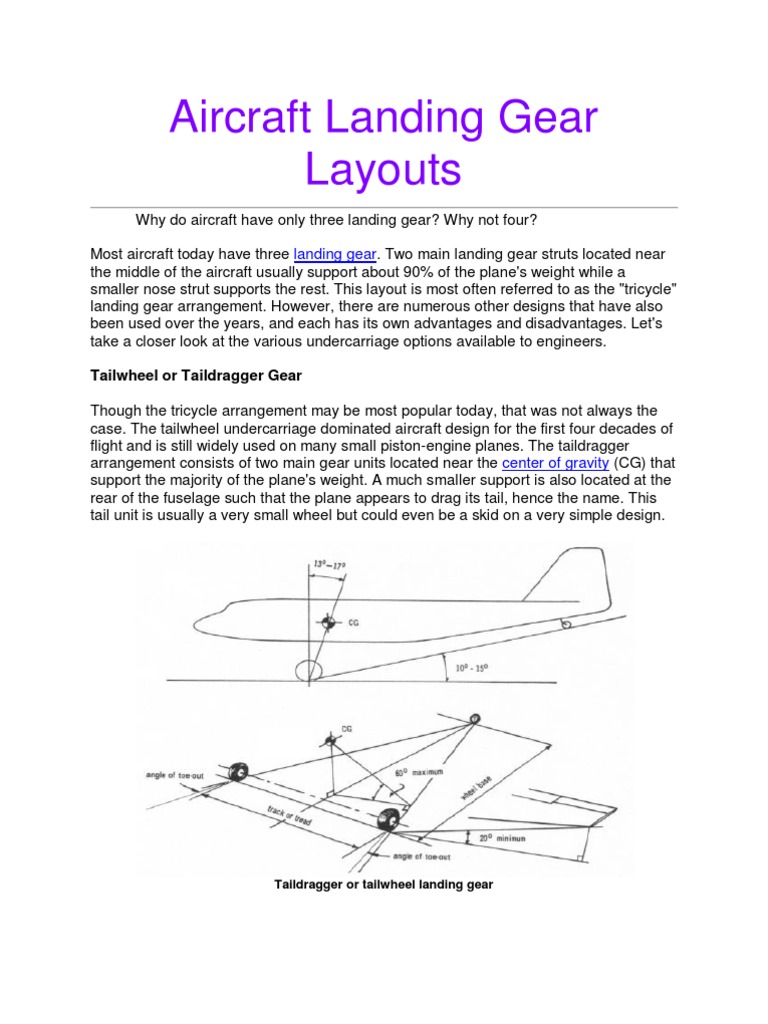 Aircraft Landing Gear Layouts | PDF | Landing Gear | Airplane