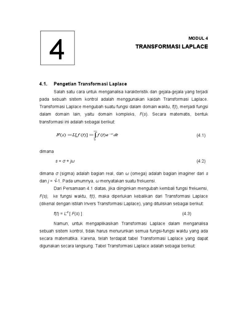 Modul 4 Transformasi Laplace | PDF