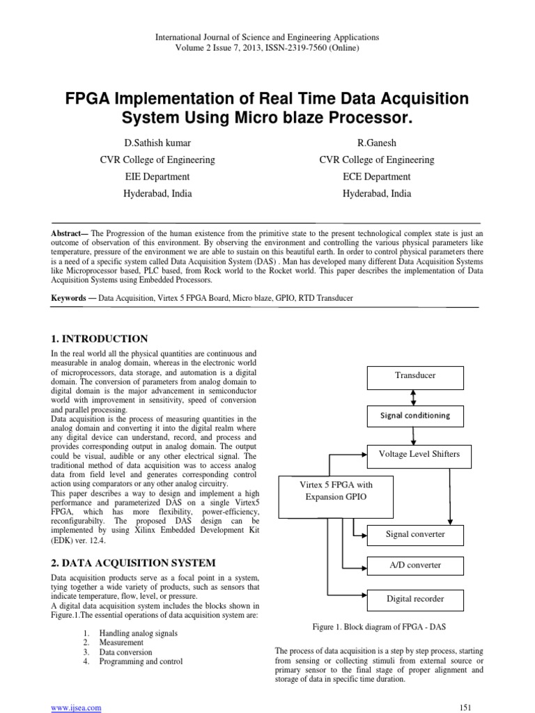 Fpga Implementation Of Real Time Data Acquisition System Using Micro 1626