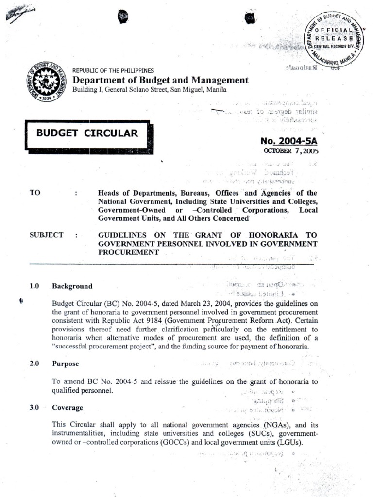 Honoraria for BAC_old | Procurement | Overtime