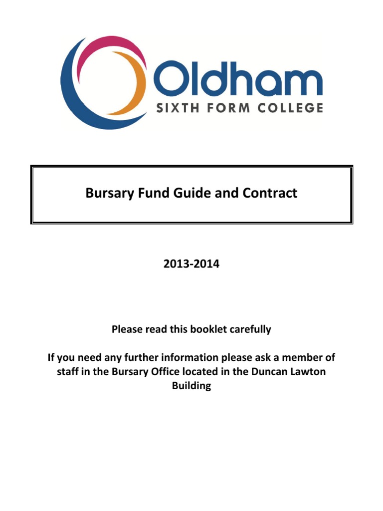 OSFC Bursary Booklet | PDF | Tax Credit | Cheque