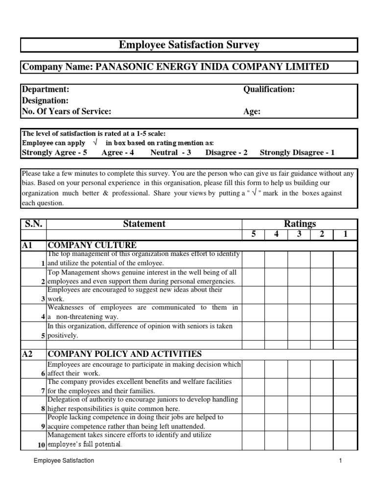 Employee Satisfaction Qs Master New | PDF | Employment | Behavioural Sciences