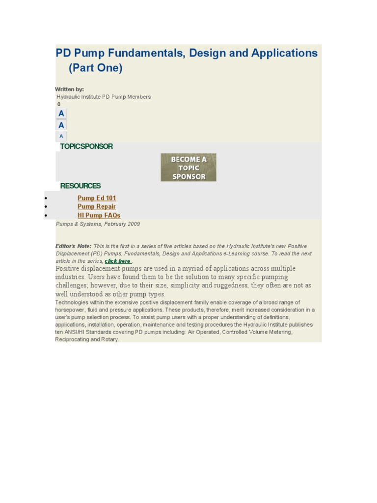 PD Pump Fundamentals | Download Free PDF | Pump | Gear