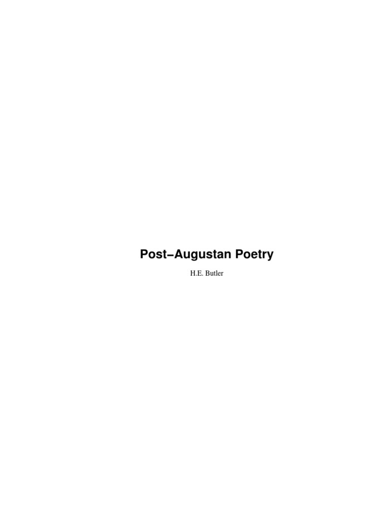 Butler - Post-Augustan Poetry | PDF | Latin Literature | Nero
