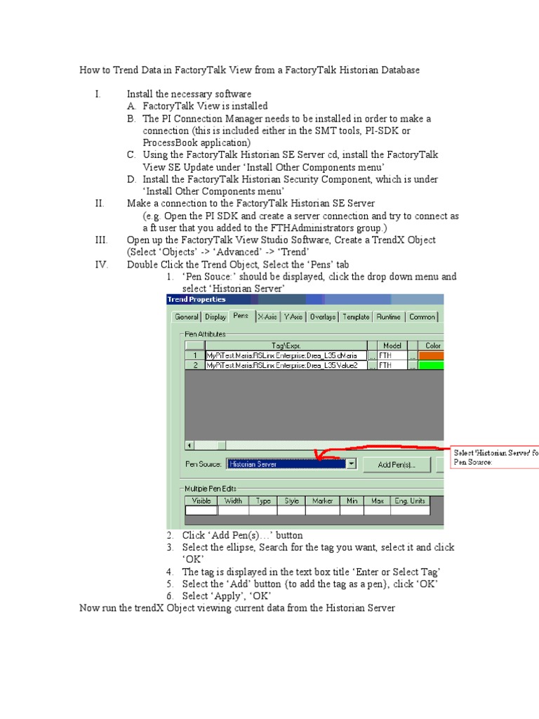 How To Trend Data in FactoryTalk View From A FactoryTalk Historian Database | PDF