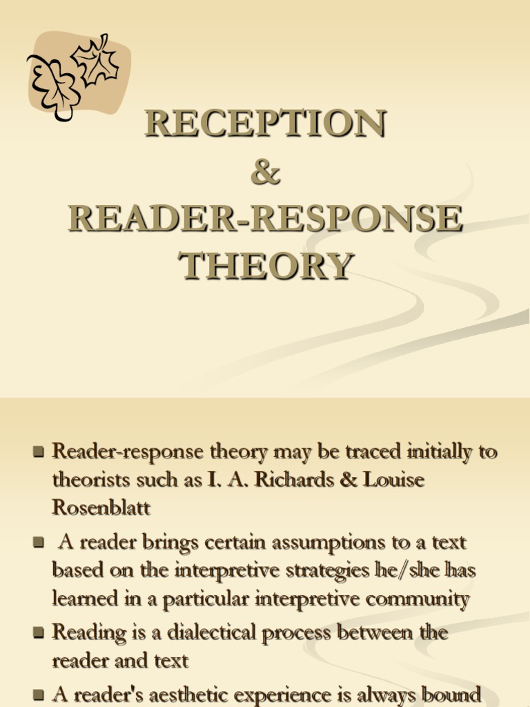 Reception & Reader-Response Theory | PDF | Psychological Concepts ...