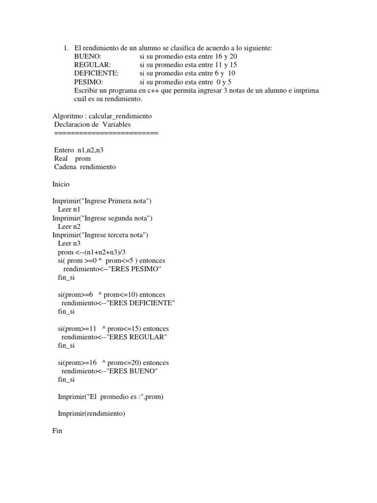 Algoritmo Notas | PDF