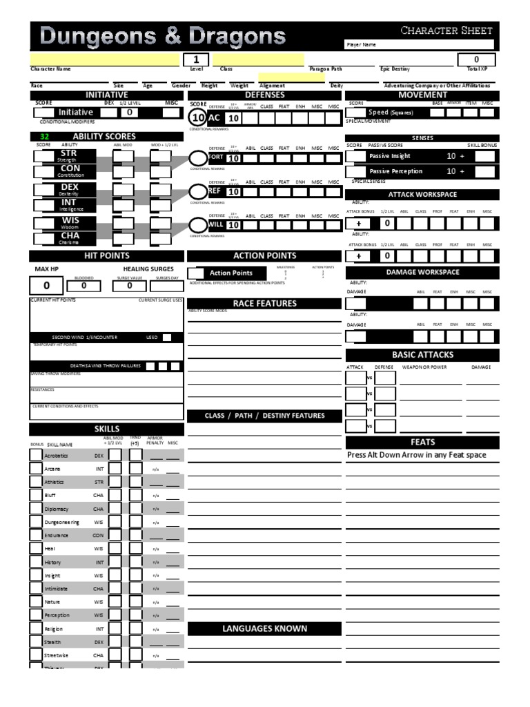 D&D Character Sheet | PDF | Role Playing Games | Leisure