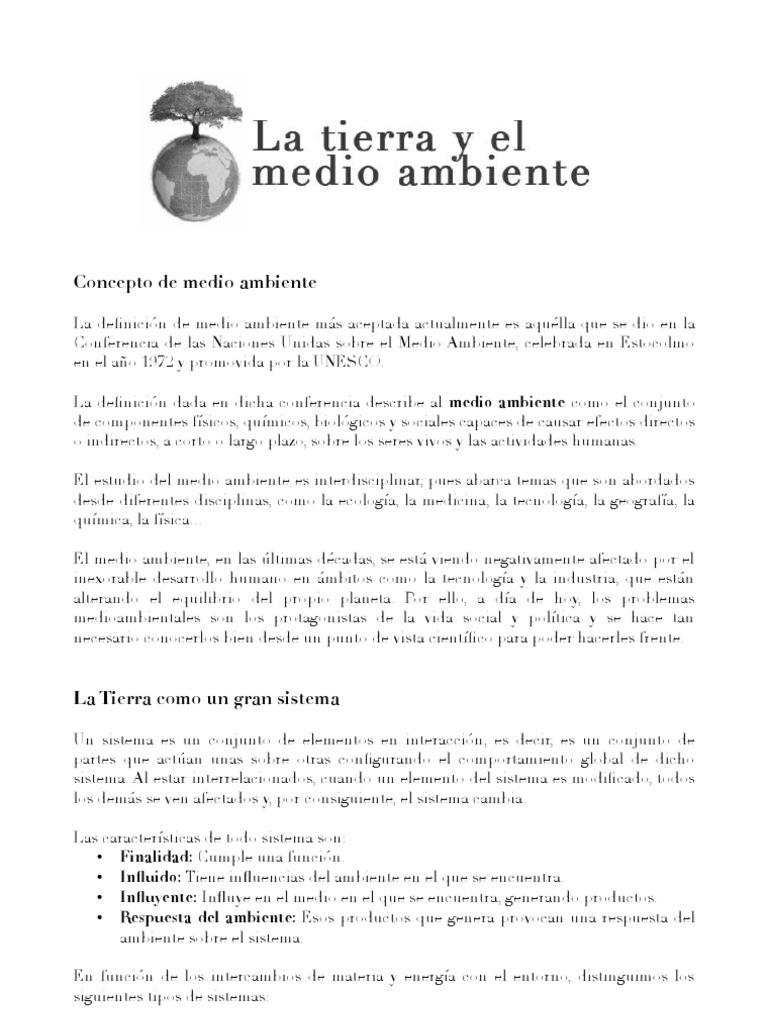 Definición y sistemas del medio ambiente | PDF | Tierra | Sistema