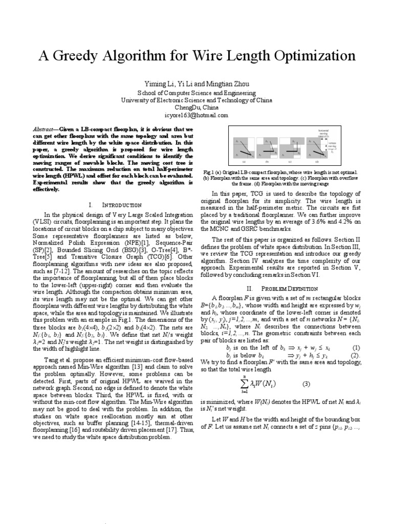 A Greedy Algorithm For Wire Length Optimization | PDF | Time Complexity ... A Greedy Algorithm For Wire Length Optimization | PDF | Time Complexity ...
