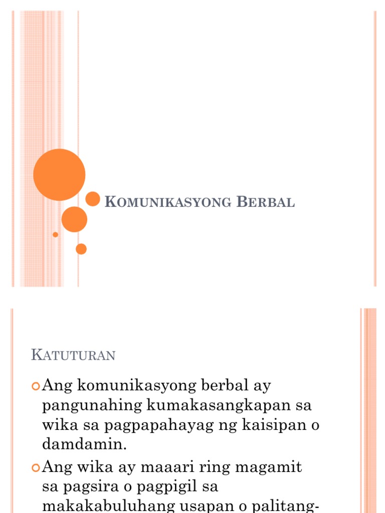 5 Komunikasyong Berbal at Di Berbal | PDF