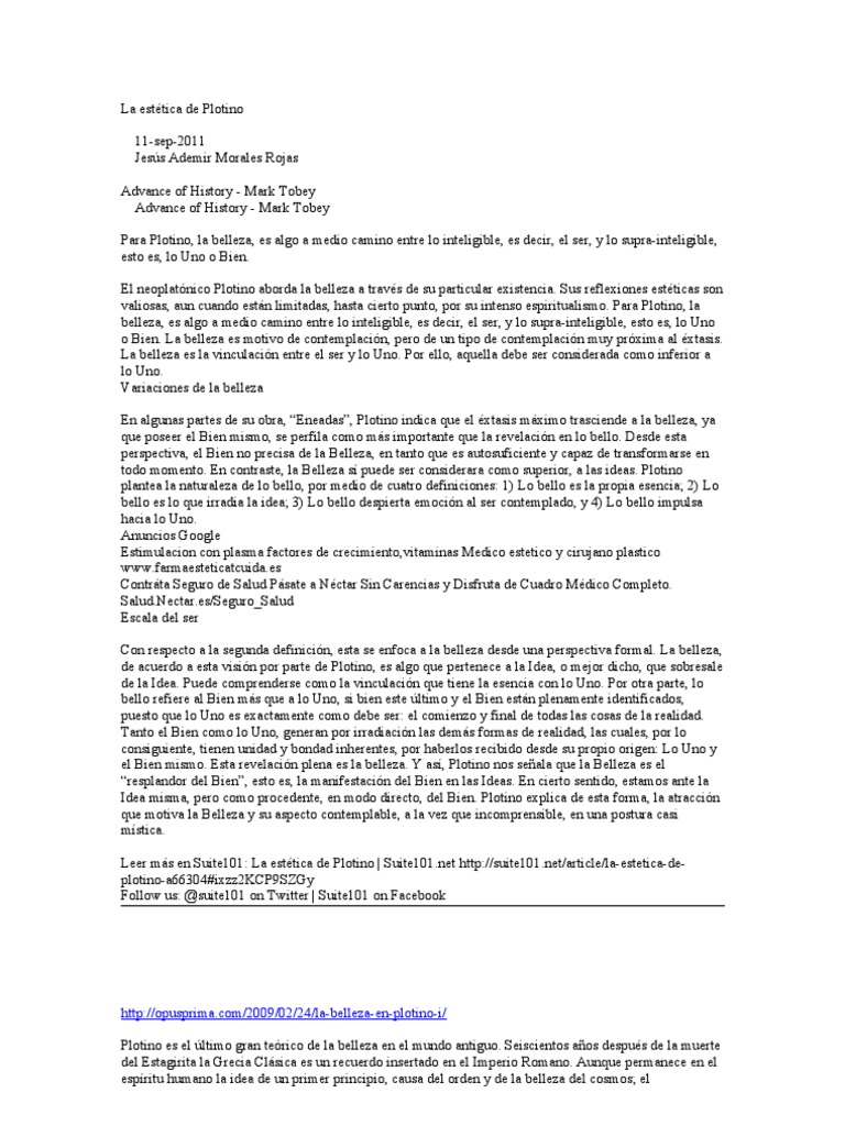 La Estética de Plotino | PDF | Belleza | Alma