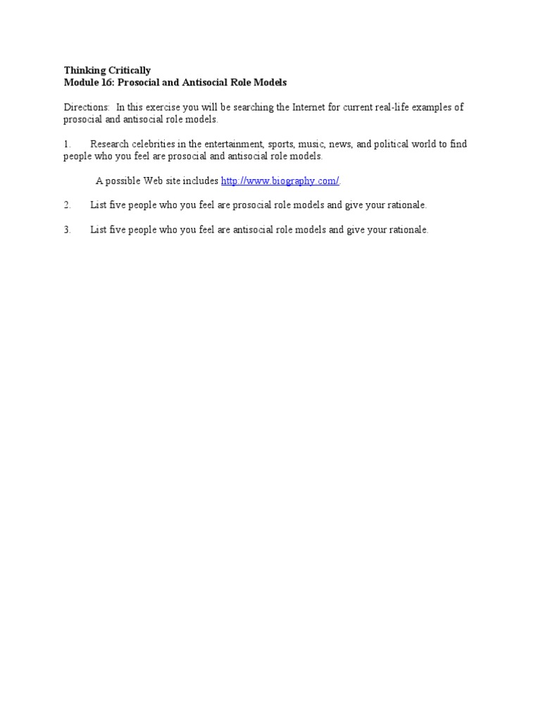 Prosocial vs. Antisocial Role Models | PDF | Social Science