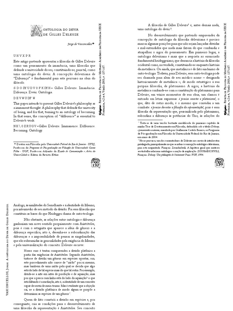 Ontologia do Devir em Deleuze | PDF | Gilles Deleuze | Michel Foucault