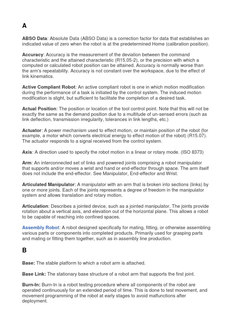 Motoman Robotics - Glossary of Robotics Terms | PDF | Control Theory | Robot