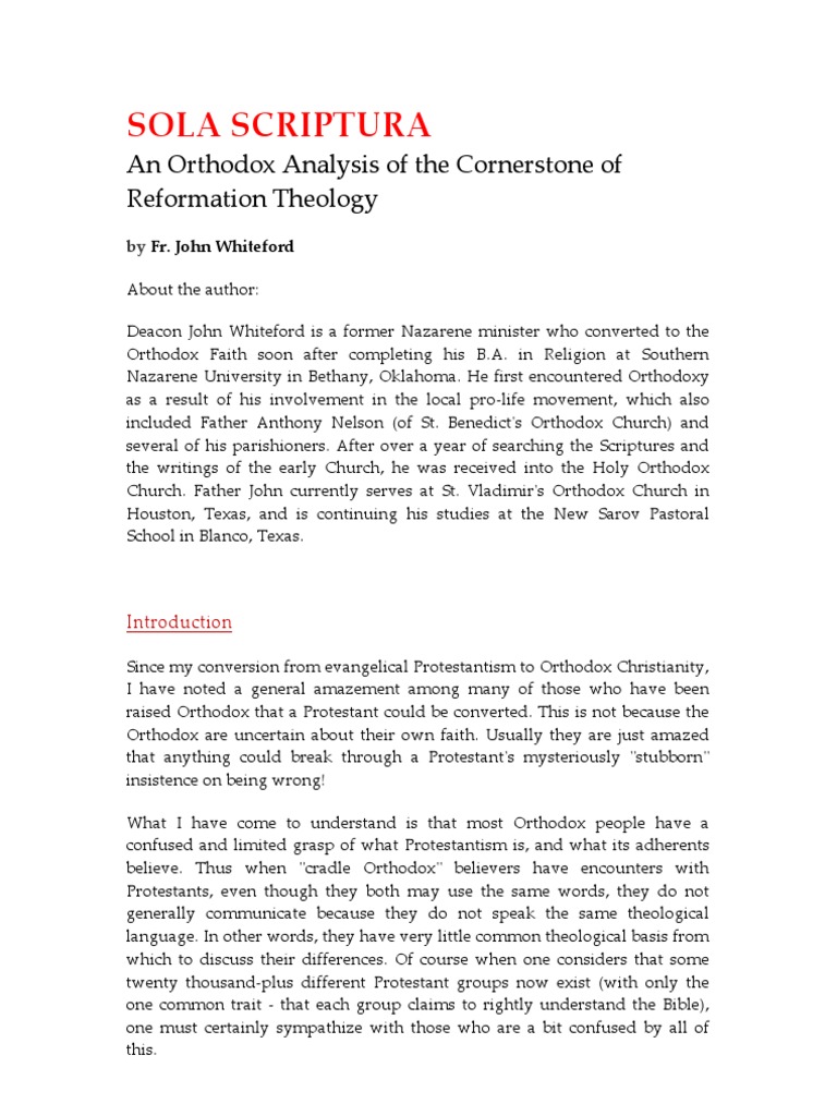 Orthodox Critique of Sola Scriptura | PDF | Sola Scriptura | New Testament