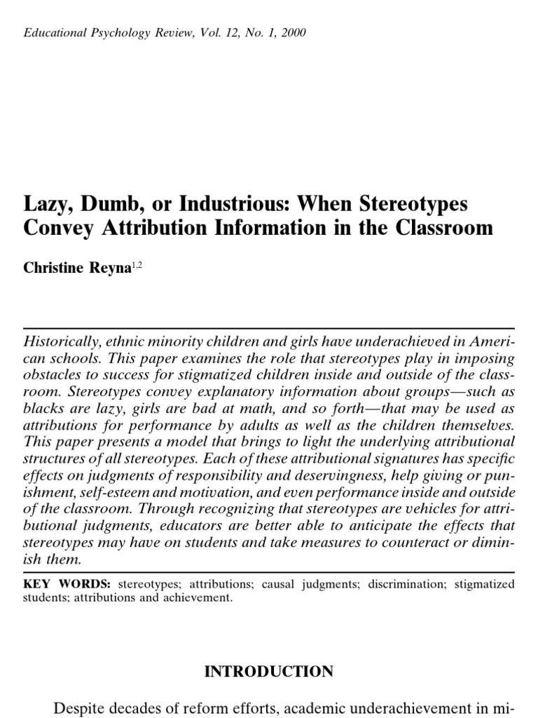 Stereotypes and Academic Achievement | PDF | Stereotypes | Social Stigma