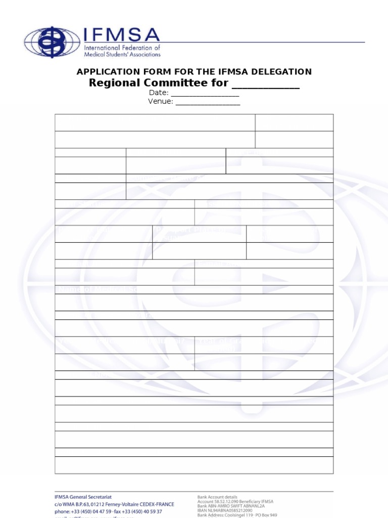 IFMSA WHO Delegation Application Form RCM 2013 | PDF | Social Science