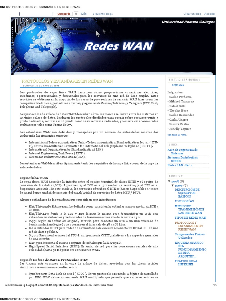 Redes Wan - Unerg - Protocolos y Estandares en Redes Wan | PDF | Red de área amplia | Estándares ...