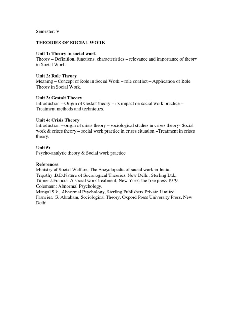 Theories of Social Work | PDF | Psychotherapy | Social Work