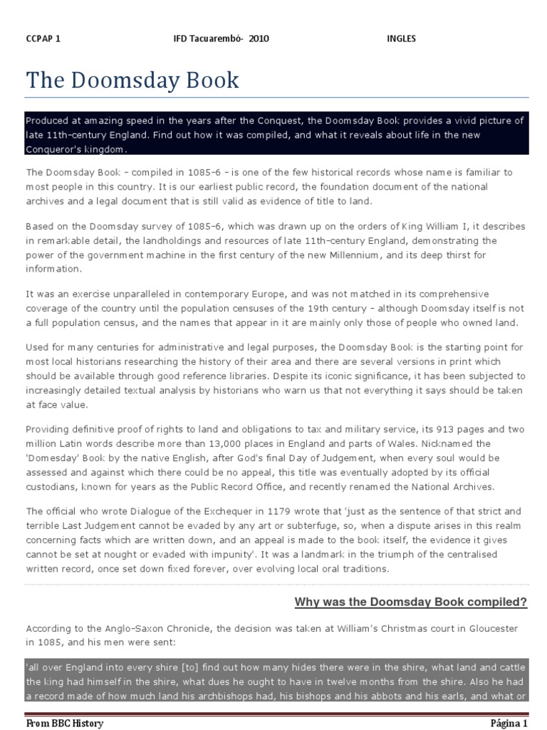 The Doomsday Book | PDF | Serfdom