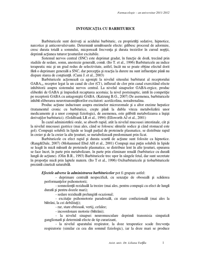 Intoxicatia Cu Barbiturice Si Cu Benzodiazepine