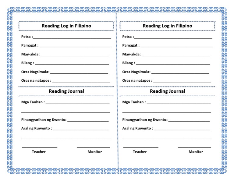 Reading Log in Filipino | PDF