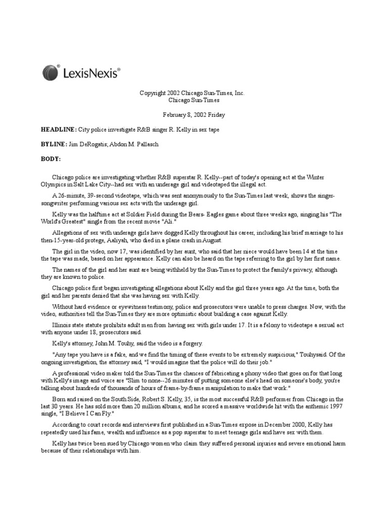 R Kelly Timeline: Chicago Sun-Times Coverage | PDF | Videotape | Lawsuit