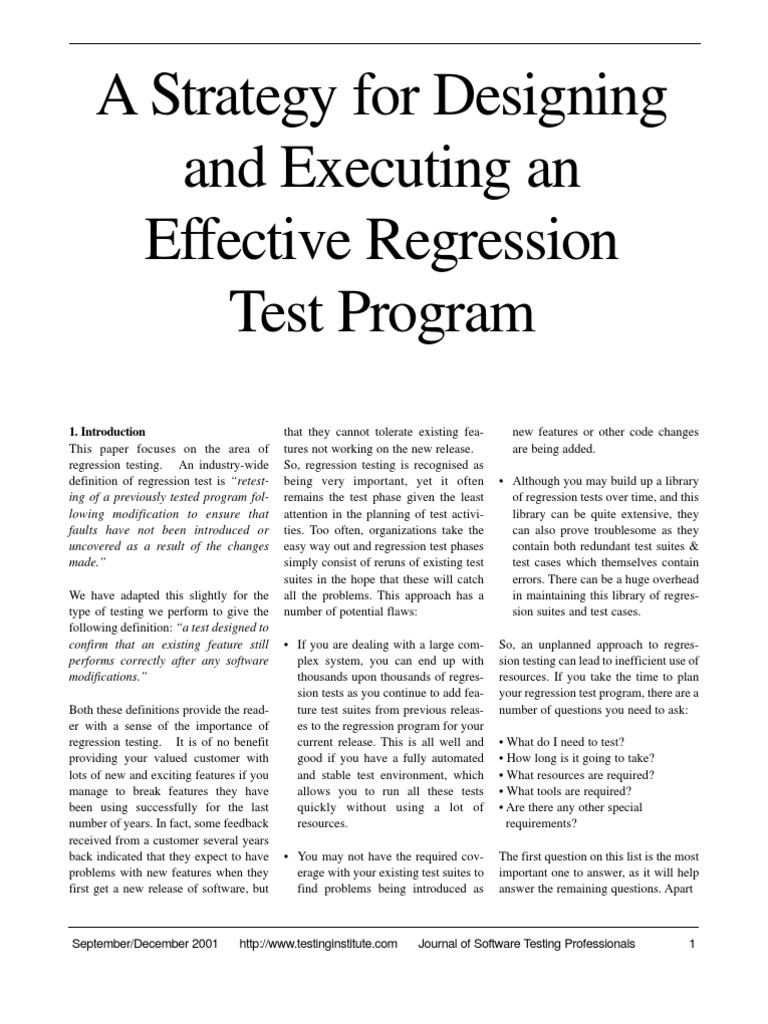 A Strategy For Designing and Executing An Effective Regression Test ...