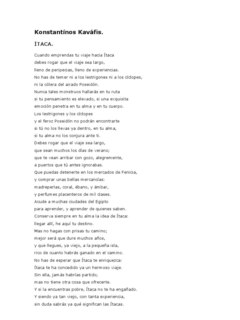 Konstantinos Kavafis Itaca | PDF | Odiseo | Odisea