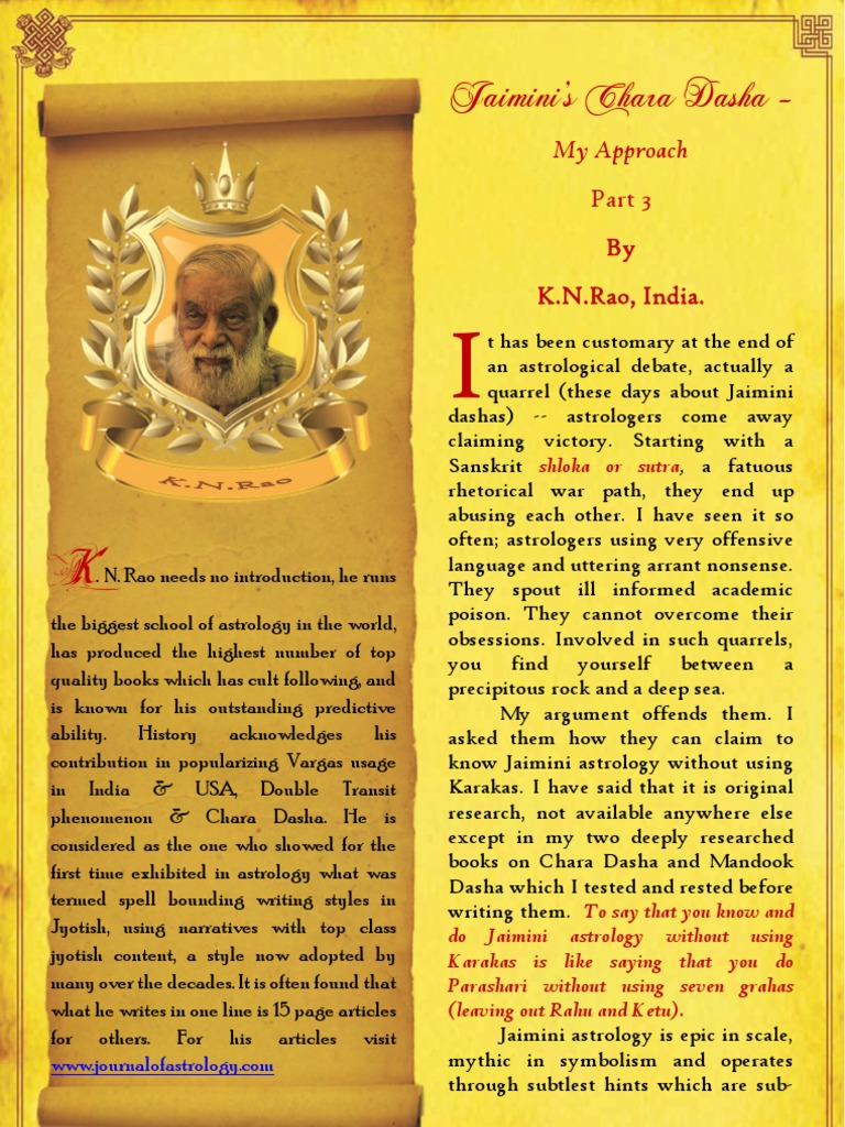 Jaimini Astrology - K N Rao Part 3 | PDF | Hindu Astrology | Astrology