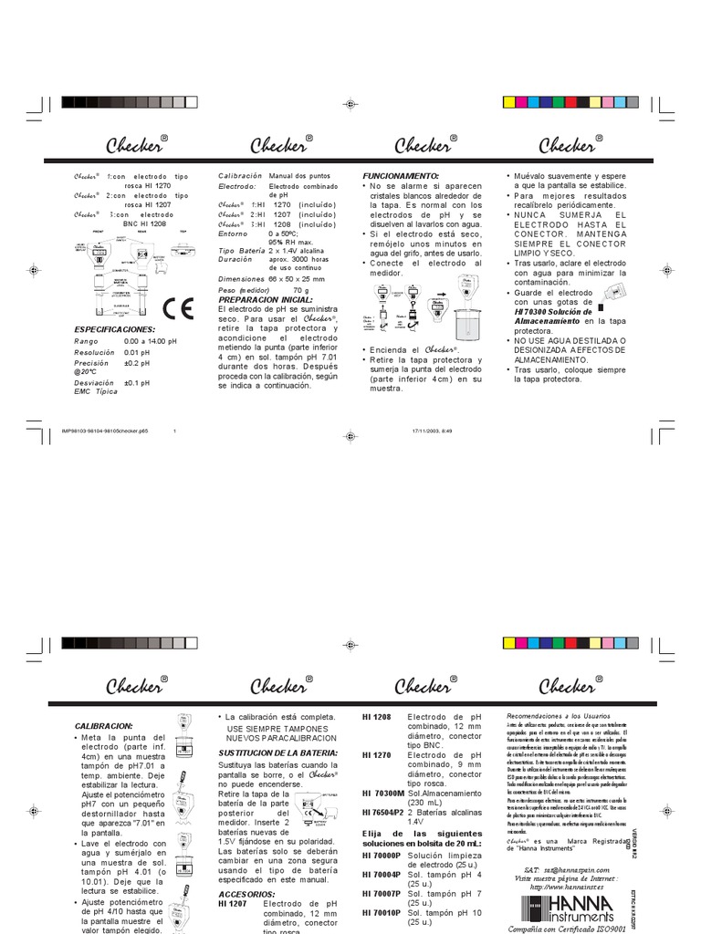 Manual Phmetro | PDF | Química analítica | Ciencias fisicas