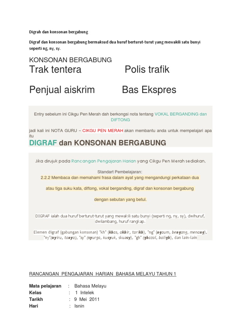 Memahami Digraf dan Konsonan Bergabung | PDF