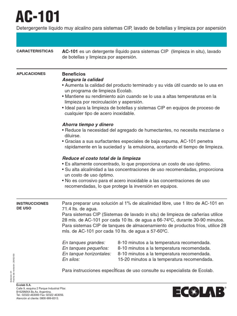 Ac 101 | PDF | Detergente | Agua