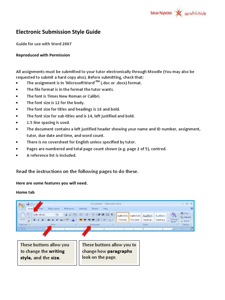 Electronic Submission Style Guide Updated 2011 | PDF | Typefaces | Microsoft Word