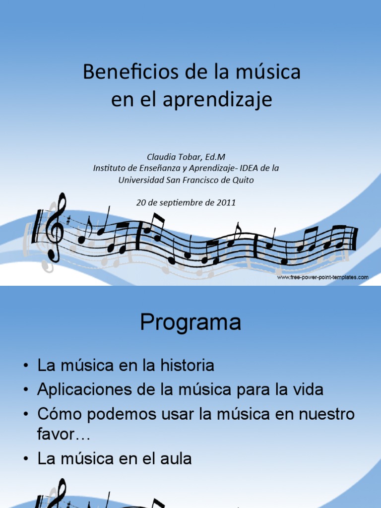 Beneficios de La Musica en Etapa Inicial (Claudia Tobar) | PDF | Imagen ...