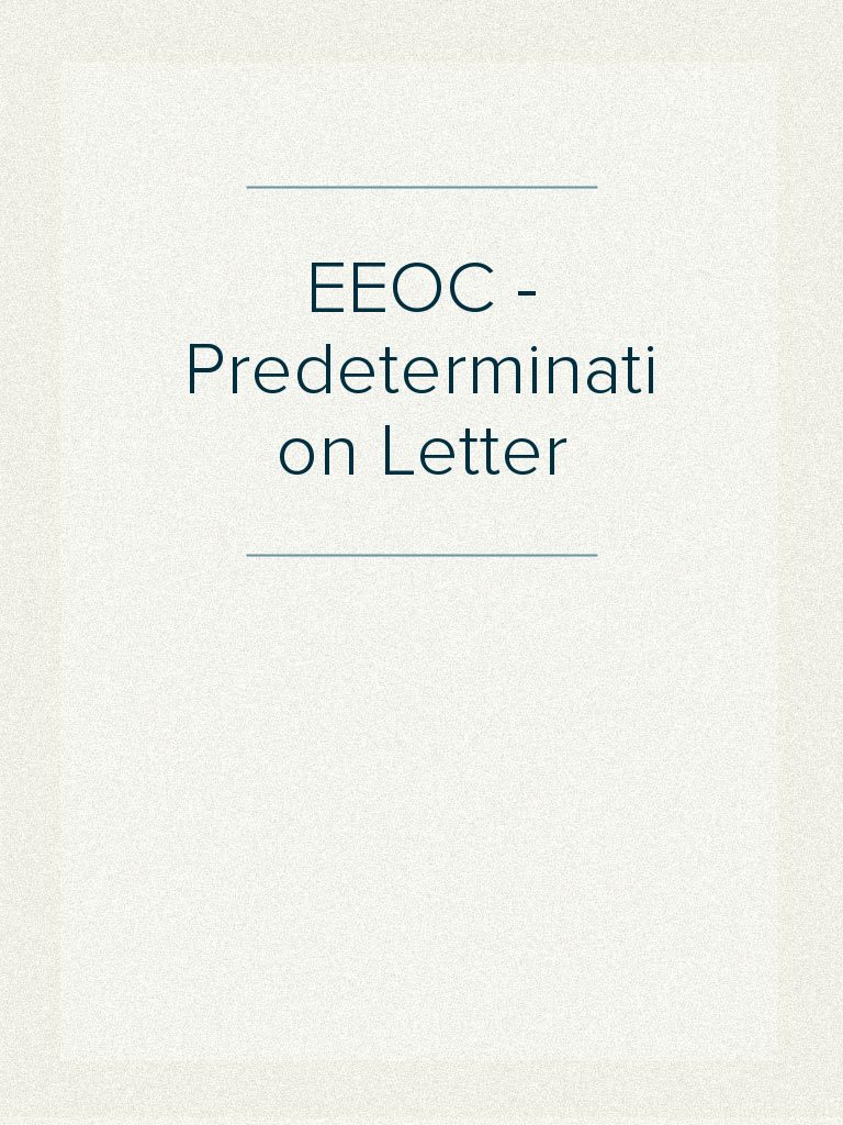 EEOC - Predetermination Letter | PDF | United States Case Law | Complaint