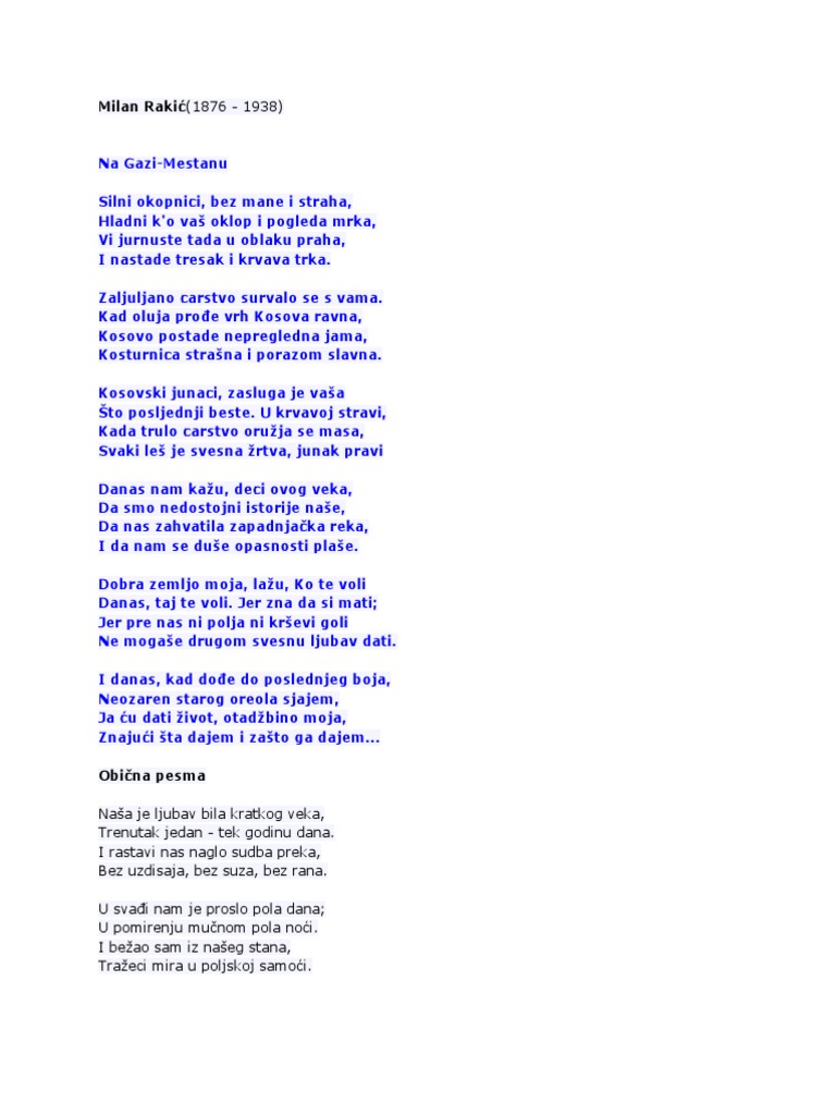 Milan Rakić - PESME | PDF