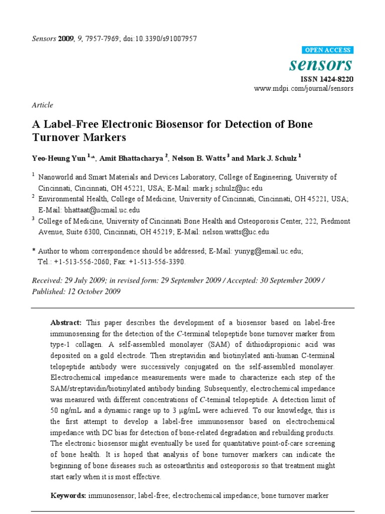 Biosensor de Bone Markers | PDF | Biosensor | Bone
