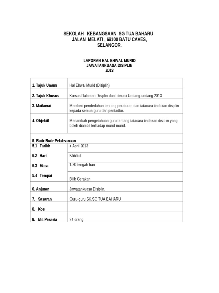 Contoh Format Laporan Ladap | PDF