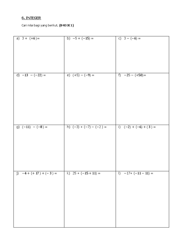 Latihan Integer Tingkatan 1 Pdf - Sebastian Hunter