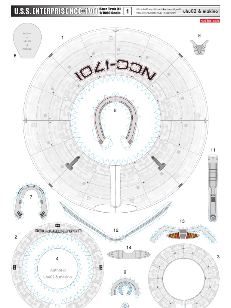 Enterprise NCC-1701 - Uhu02 Paper Model | PDF