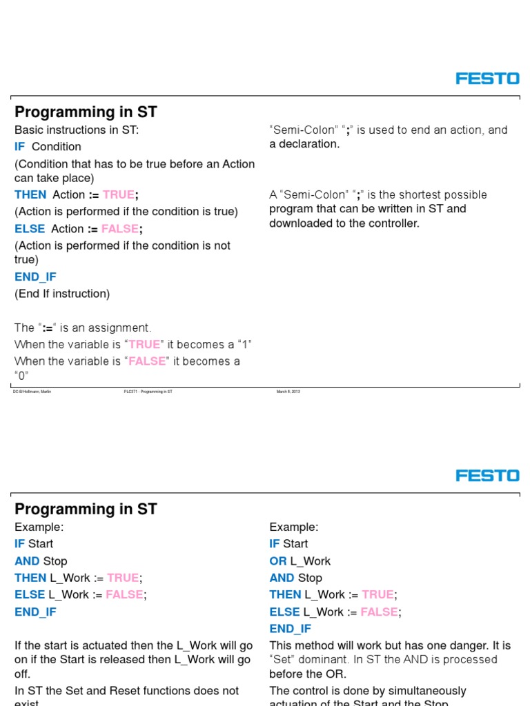 PLC371 Programming in Structured Text (ST) | PDF | Computer Programming ...