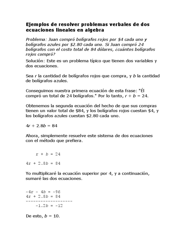 Hoja De Trabajo Con Problemas Verbales Sobre Funciones Lineales Hojas