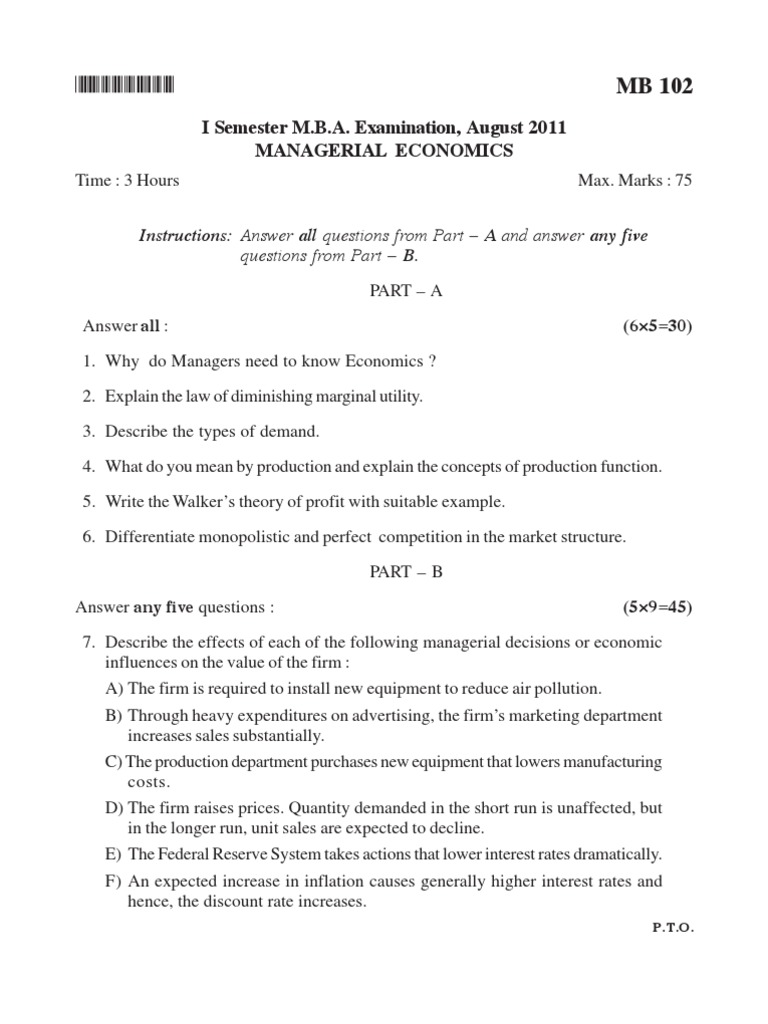 MB 102 | PDF | Profit (Economics) | Demand