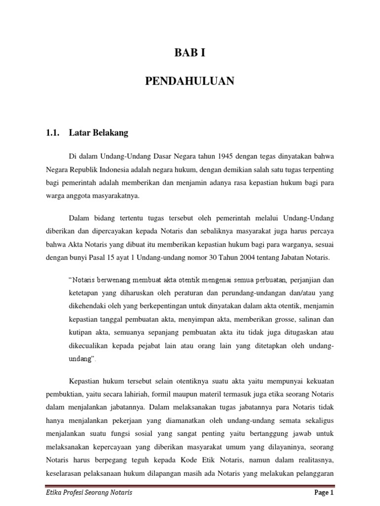 Bab I Makalah Notaris | PDF