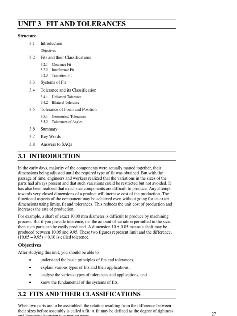 Fit and Tolerances | Download Free PDF | Engineering Tolerance | Mechanical Engineering