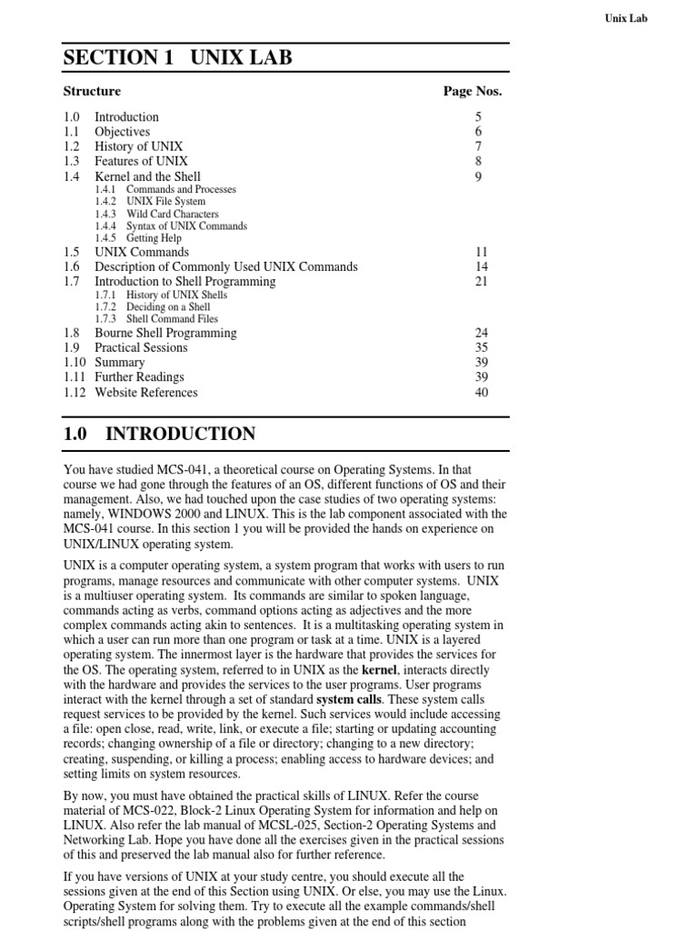 Section 1 Pdf Unix Operating System