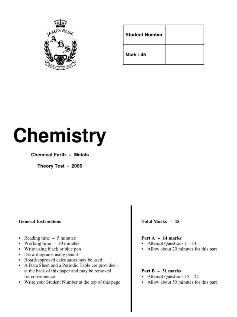 Chemistry Assessment Task | PDF