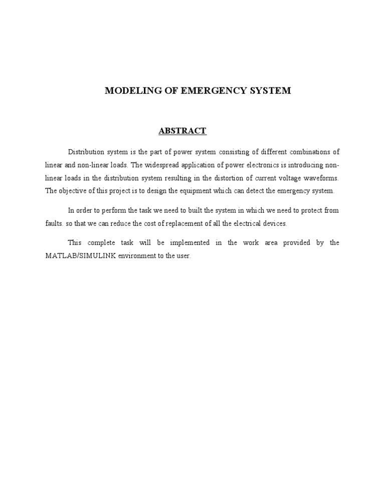 Modeling of Emergency System | PDF